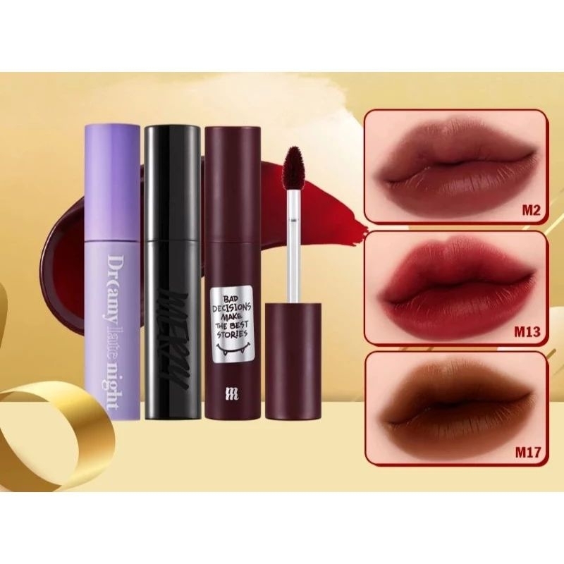 [Vỏ đen, đỏ, tím] Son kem Merzy Mellow Tint M2, M13, M4 | Shopee Việt Nam