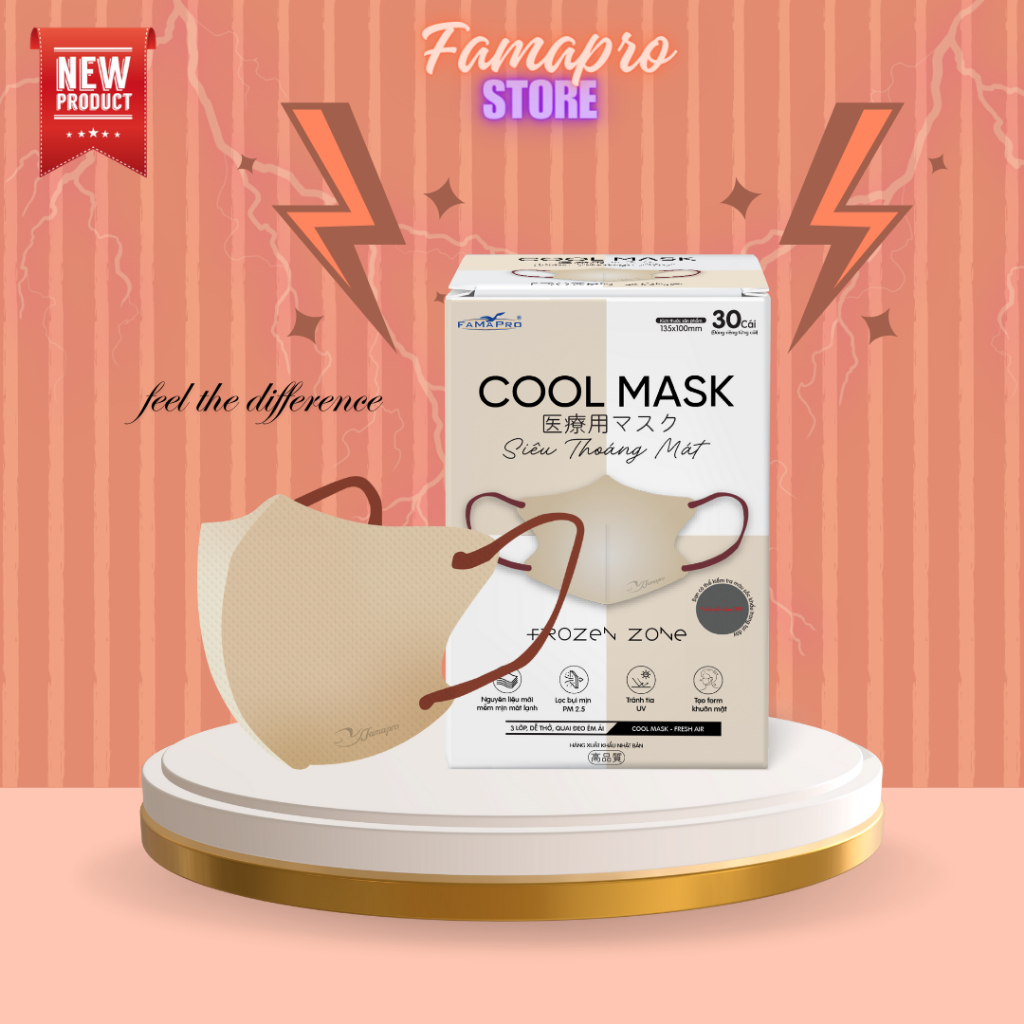 Khẩu trang kháng khuẩn cao cấp 3 lớp Cool Mask Famapro hộp 30 chiếc ...