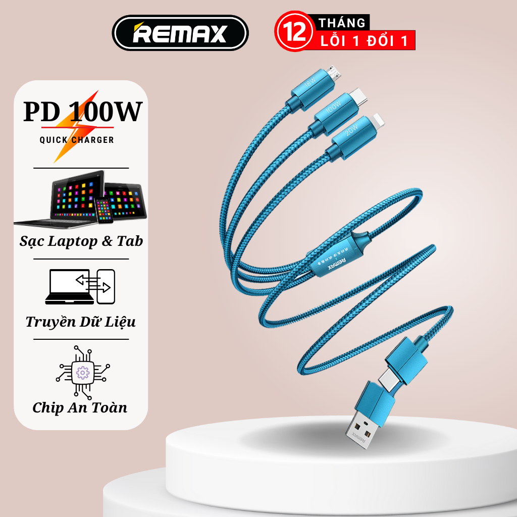 Cáp Sạc Nhanh Đa Năng 3in2 Sạc Nhanh 100W Cùng Lúc 3 Thiết Bị - Remax ...