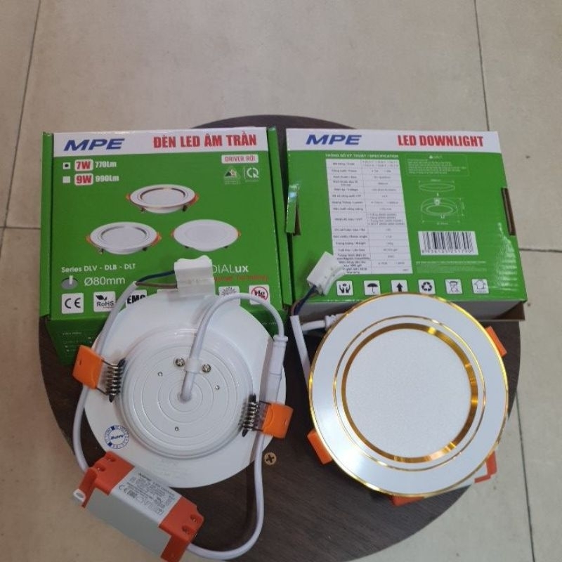 Đèn âm trần D90 7w 3 màu viền vàng MPE chính hãng | Shopee Việt Nam