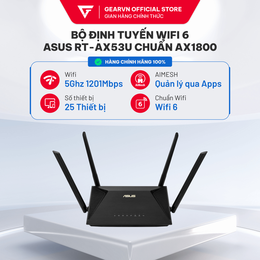 Bộ định tuyến WiFi 6 Asus RT-AX53U chuẩn AX1800 | Shopee Việt Nam