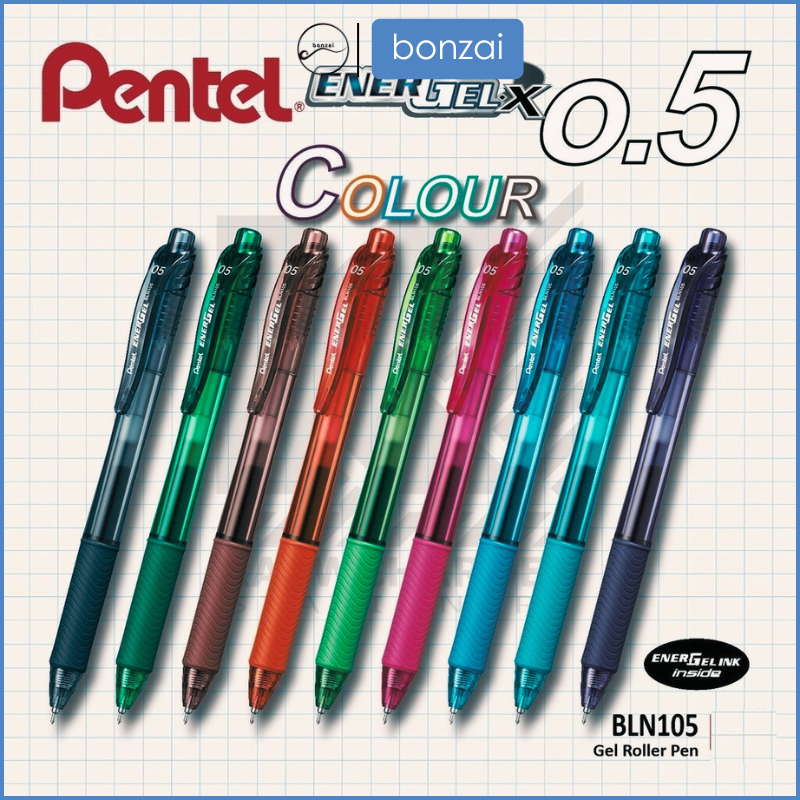 Bút gel Pentel Energel X BLN105 Needle 0.5mm full 12 màu (Hàng Chính ...