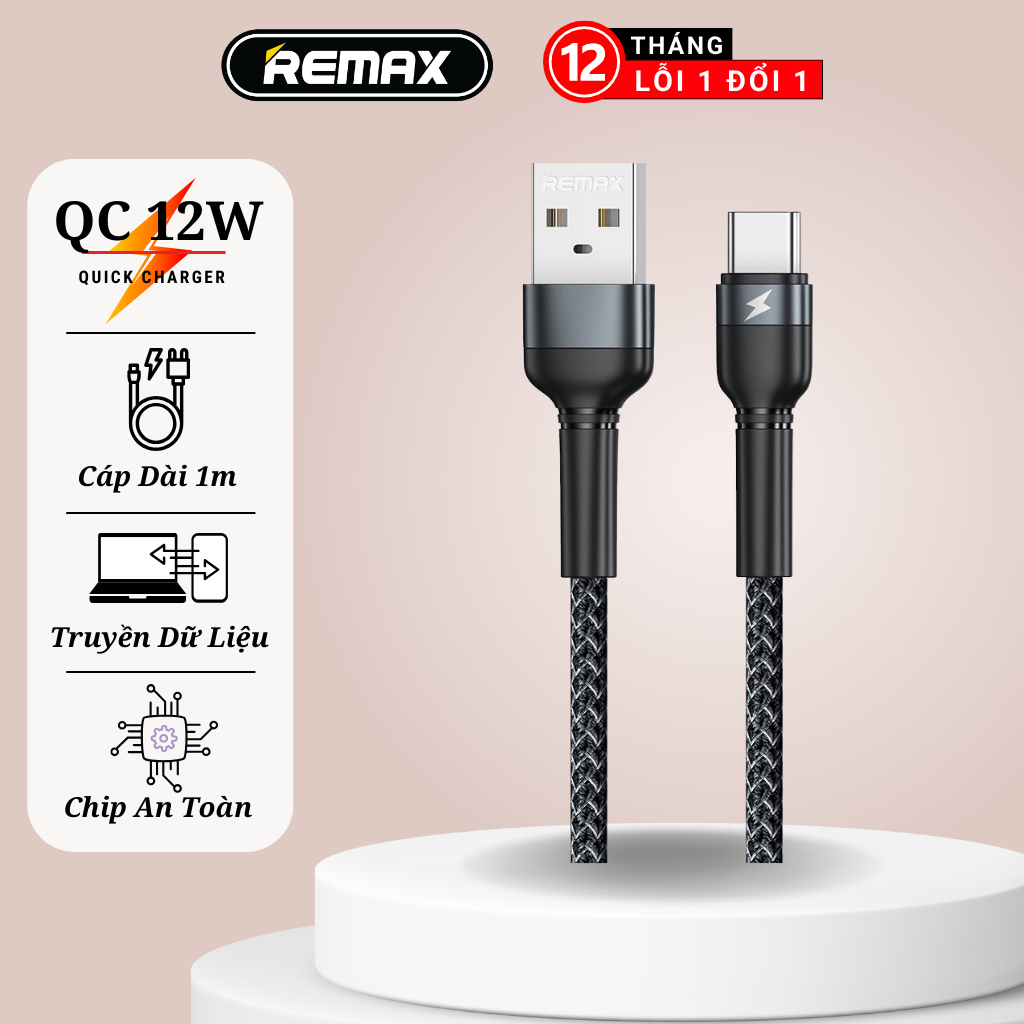Cáp Sạc Nhanh Type C 2.4A 1m Remax RC-124a Hỗ Trợ Sạc Nhanh Và Truyền ...
