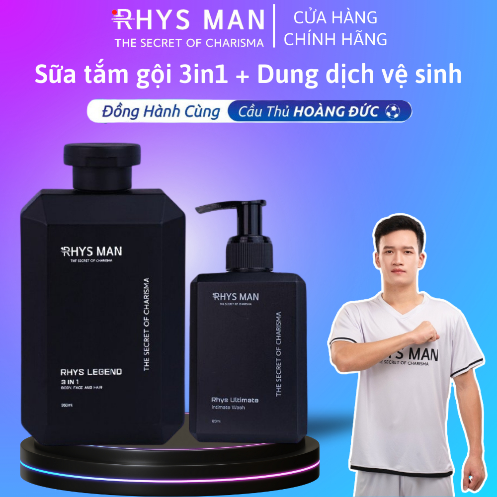 Combo Sữa tắm gội nam 3in1 Rhys Man 350ml & Dung dịch vệ sinh nam bạc ...