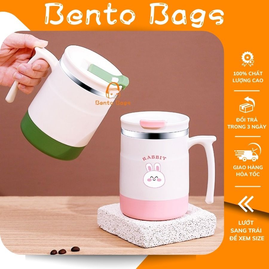 Cốc giữ nhiệt mini đựng nước, bình ly cách nhiệt Inox 304 dung tích 500ml dear bear cá nhân văn ...