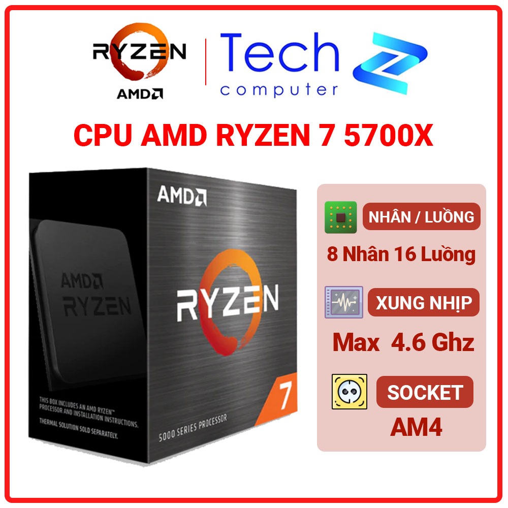 CPU AMD Ryzen 7 5700X New Box Bảo Hành 3 Năm | Shopee Việt Nam