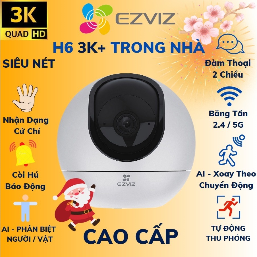 Camera WIFI Trong Nhà, XOAY 360, EZVIZ H6 3K+, E6 3K, C6C 8MP 4K Siêu Nét, C6CN Hàng chính hãng ...