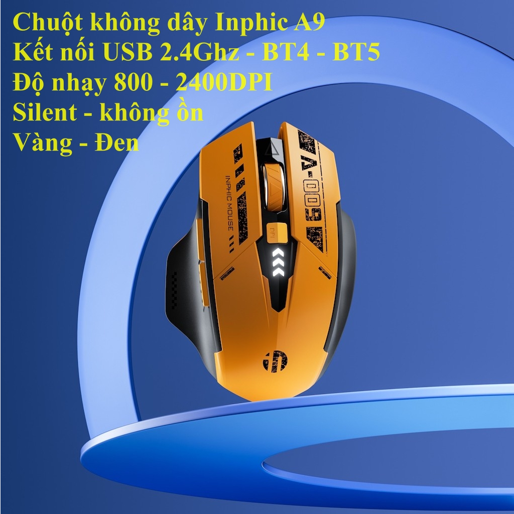 Chuột gaming không dây Inphic A9 A1 F9 3 chế độ kết nối(/BT4/BT5/2.4ghz) pin sạc độ nhạy 2400DPI ...