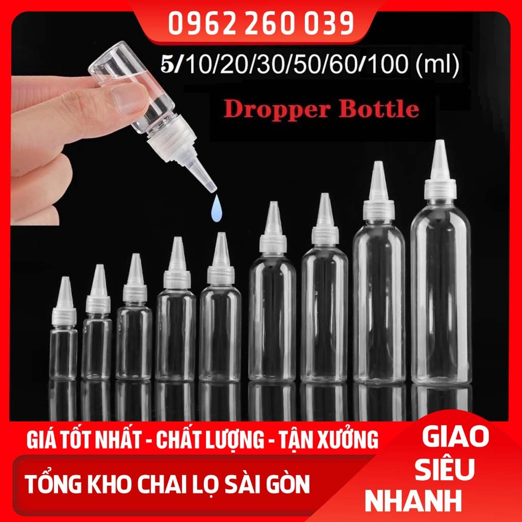 Chai Nhựa Pet Nắp Nhọn 15ml 20ml 30ml 50ml 100ml 150ml 200ml 250ml 300mL Lọ chiết mỹ phẩm, chiết ...