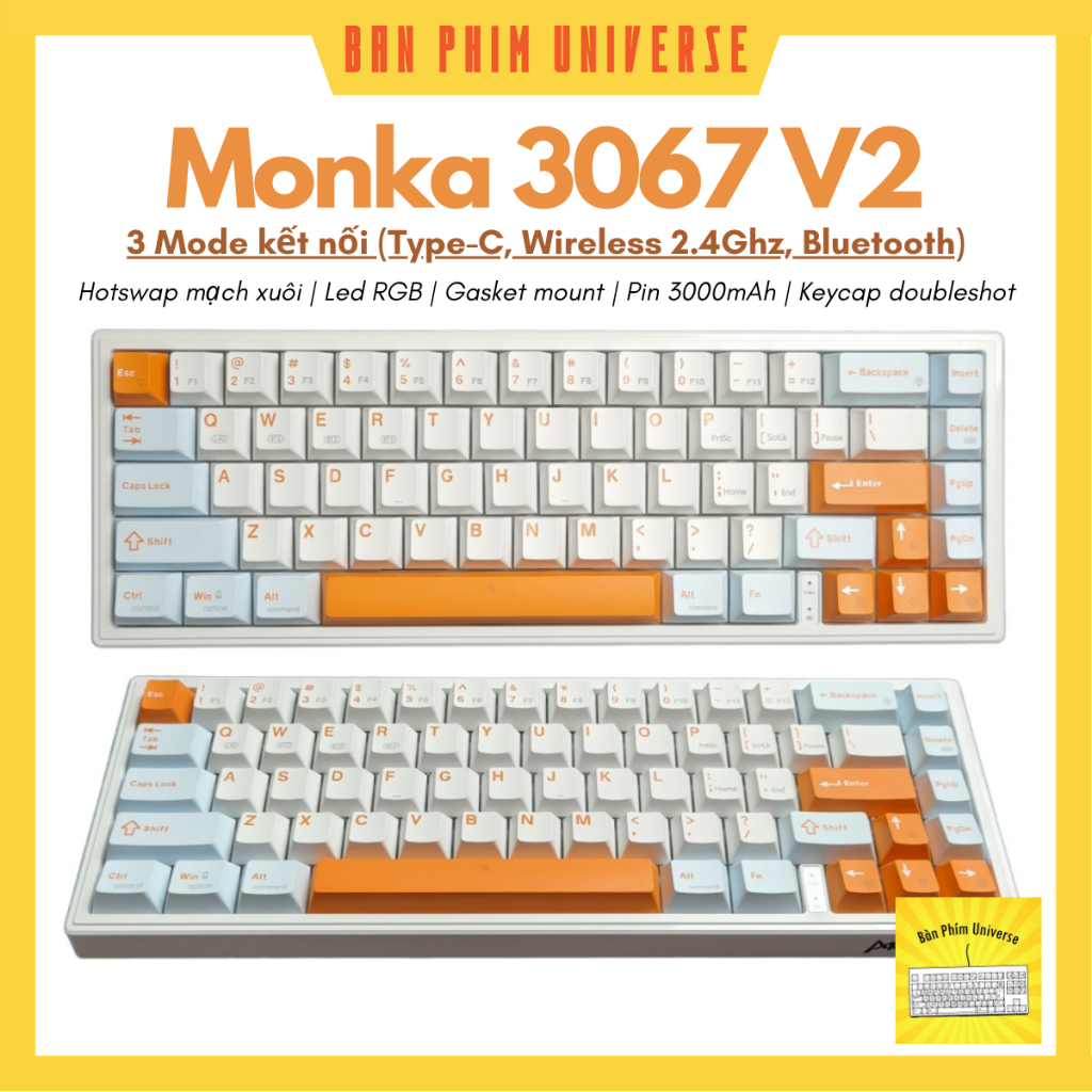[Sẳn] Bàn Phím cơ Monka 3067 V2 - MONKA 3067 V2 bàn phím không Dây Mạch ...