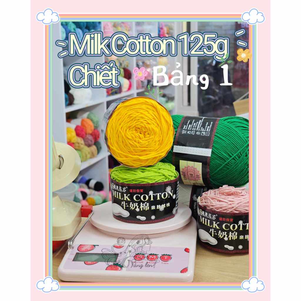 Len Milk Cotton 125g (CÓ CHIẾT) - Bảng Màu 1 (01-50) - Cuộn 125/60gr ...