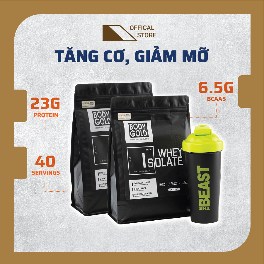 Sữa Tăng cơ Giảm mỡ[ COMBO 2 TÚI+ BÌNH] Whey ISO Body Gold Túi 1Kg ...