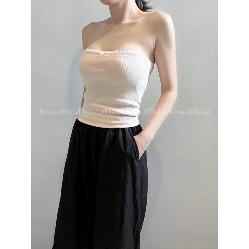 Áo TUBE ren nơ xanh mint ROSA | Shopee Việt Nam