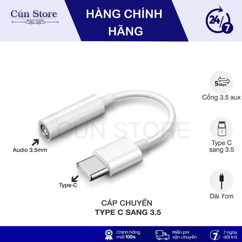 Cổng chuyển đổi tai nghe Type C sang 3.5mm, cổng chuyển có mic zin ...