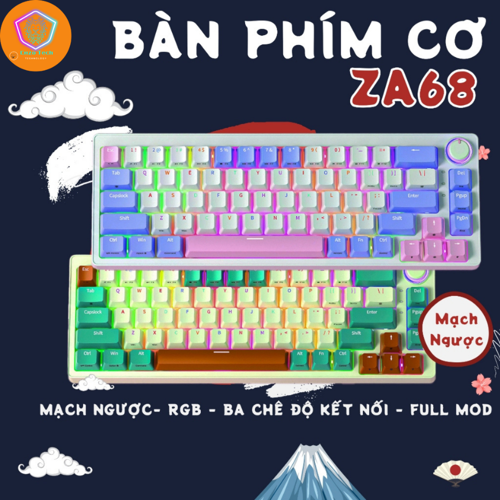 Bàn phím cơ có núm ZA68 ZIFRIEND KHÔNG DÂY | Shopee Việt Nam
