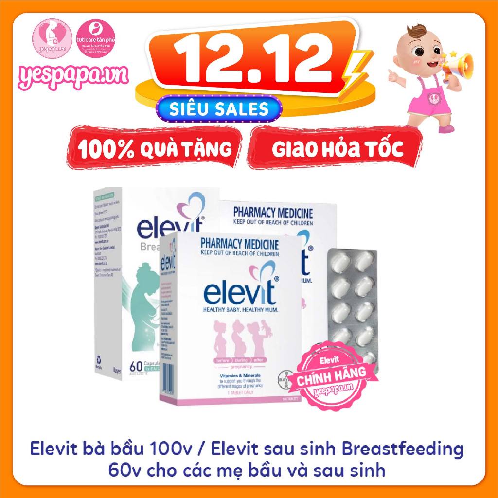 Elevit bà bầu 100v / Elevit sau sinh Breastfeeding 60v cho các mẹ bầu ...