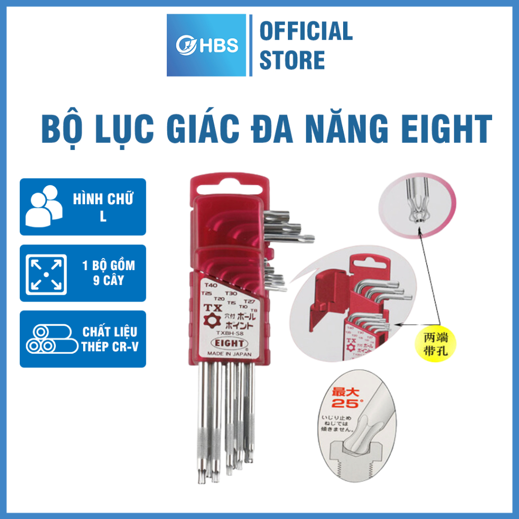 Bộ Lục Giác Bông HBS Official - Bộ Lục Giác Đa Năng Eight TXH-S8 Chuyên Dụng Vặn Các Loại Ốc Có ...