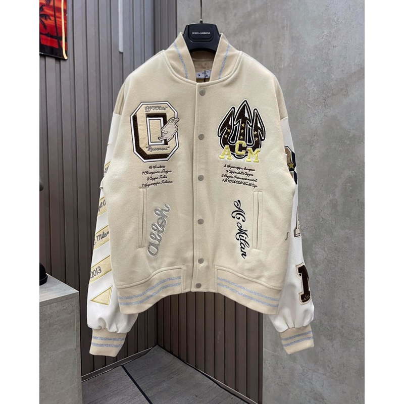 ⚡️[Hight Quality] Hàng Có Sẵn!! Áo Khoác Bomber Off White X Ac Milan - Varsity Jacket Limited ...