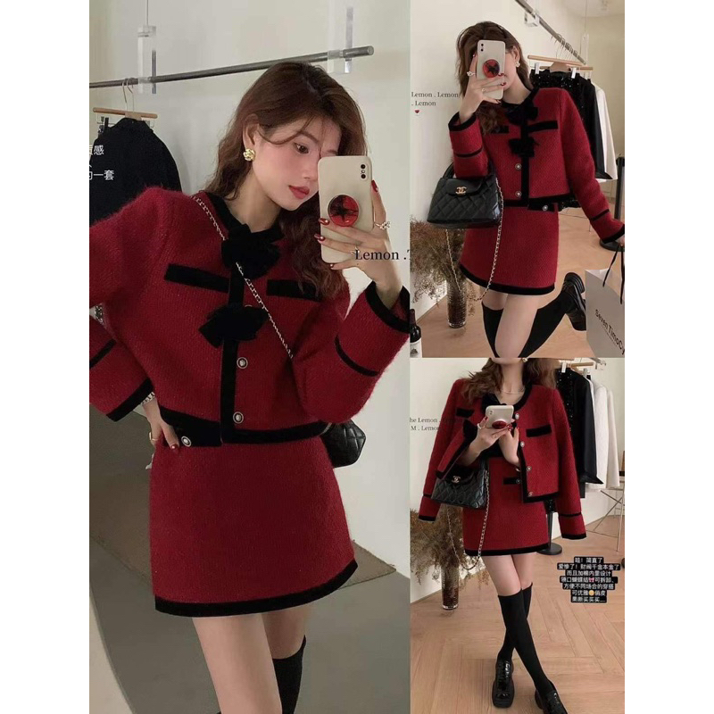 SET DẠ PHỦ NHUNG VIỀN ĐEN KÈM NƠ TIỂU THƯ 2411 | Shopee Việt Nam