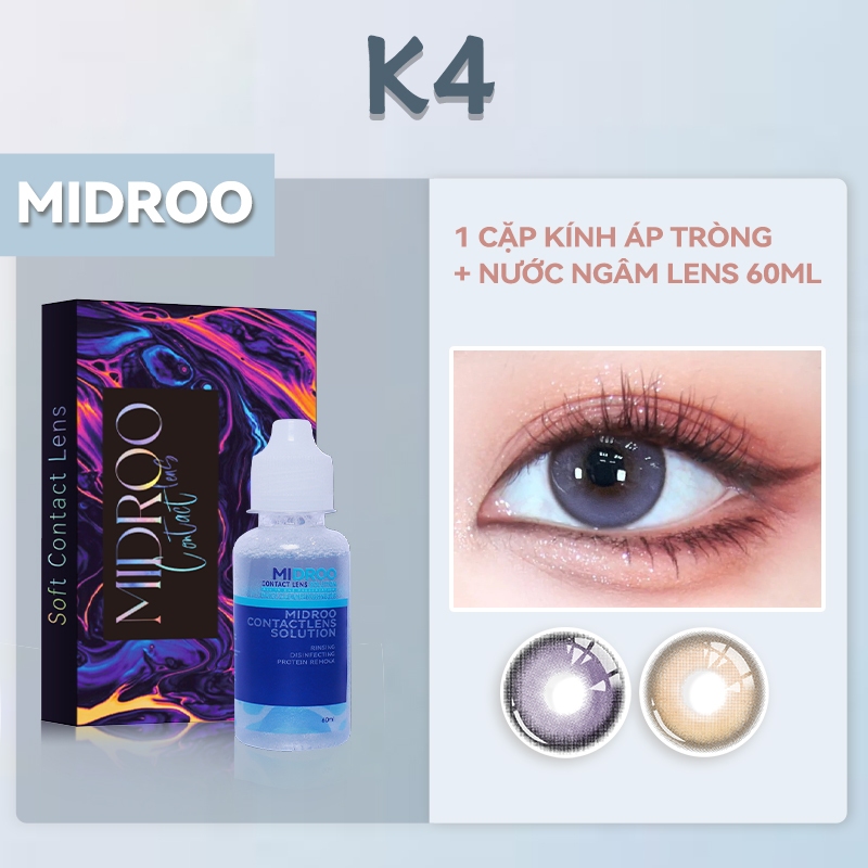 (Bộ Độ) Combo Midroo Lens 1 Cặp Kính Áp Tròng K4 Series 0 Độ Đường kính ...