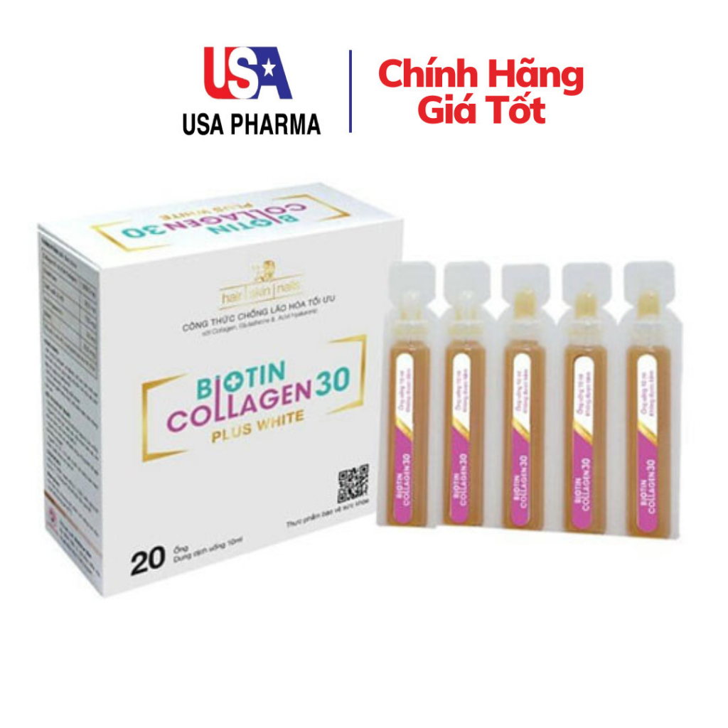 Biotin Collagen 30 Plus White bổ sung hàm lượng collagen - Hộp 20 ống x ...