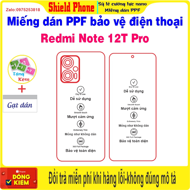 Miếng dán ppf bảo vệ điện thoại Redmi Note 12Tpro (Redmi Note12T pro/ Note 12T pro) | Shopee ...