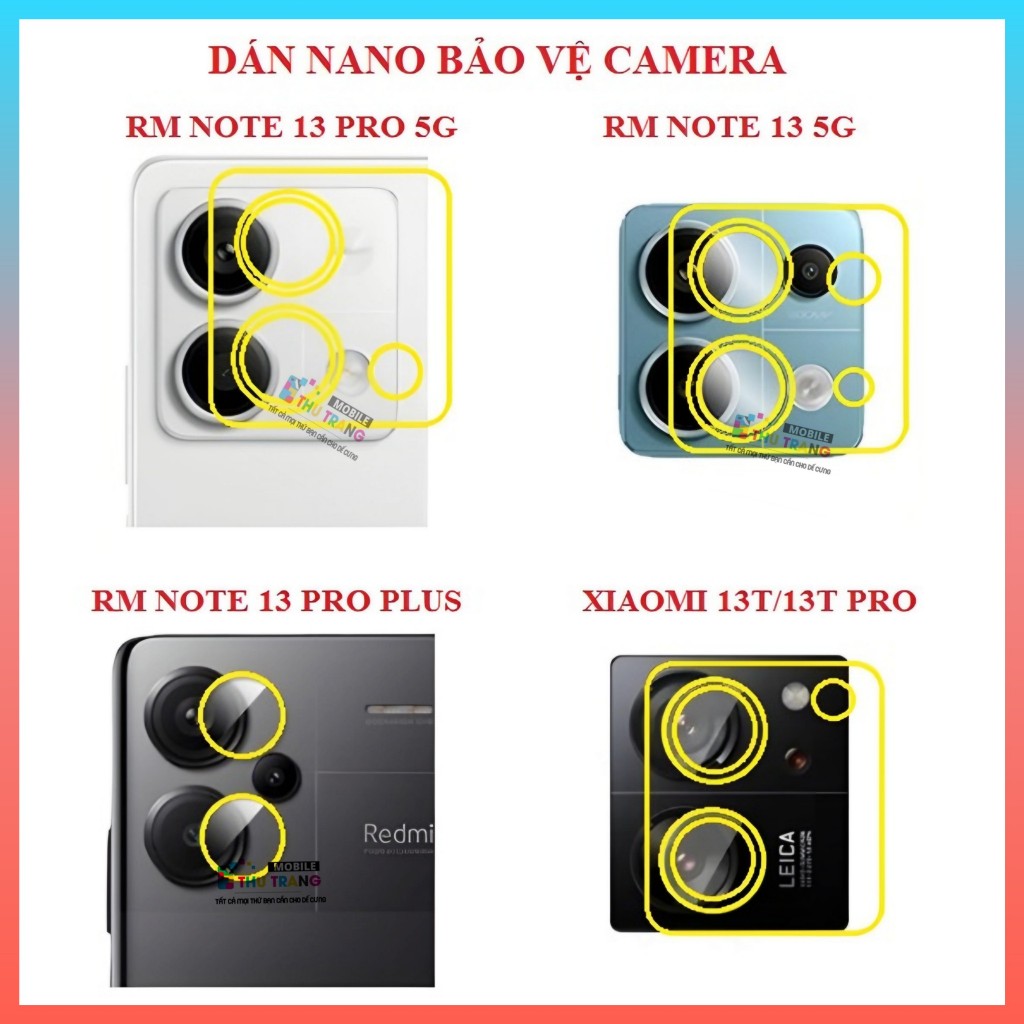 Dán bảo vệ camera nano Xiaomi 13T 13T Pro Redmi Note 13 Note 13 Pro ...