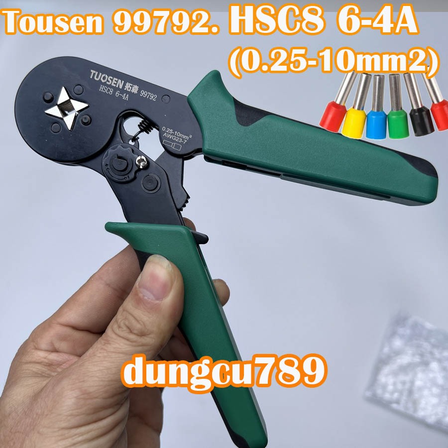 Kìm bấm cos Tousen HSC8 6-4A 0.25-10mm2 và Hộp cốt pin rỗng 1200 cái ...