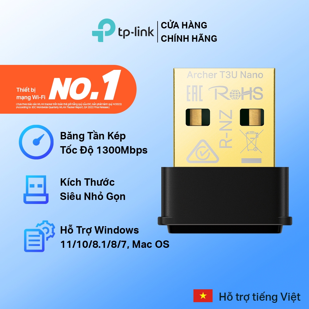 Bộ Chuyển Đổi USB Wifi TP-Link Archer T3U / T3U Plus / T3U Nano Chuẩn AC 1300Mpbs | Shopee Việt Nam