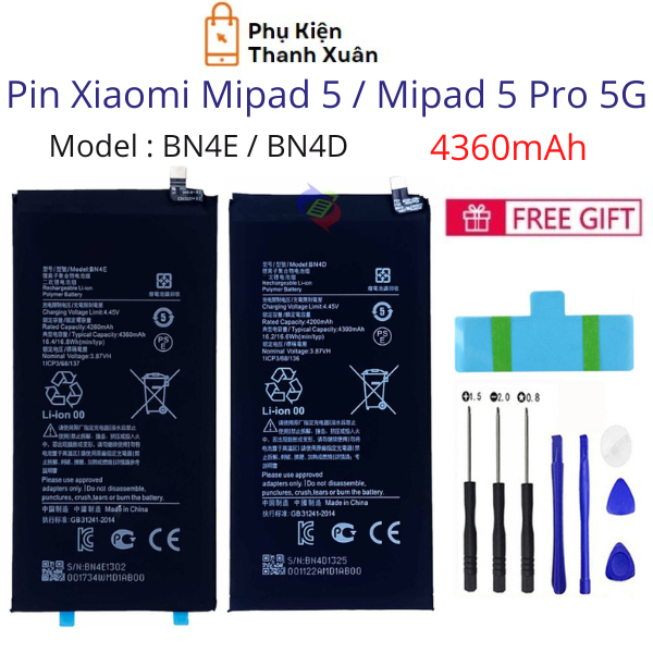 Pin zin Xiaomi Mipad 5 / Mipad 5 Pro BN4E BN4D 4360mah | Dung lượng gốc ...