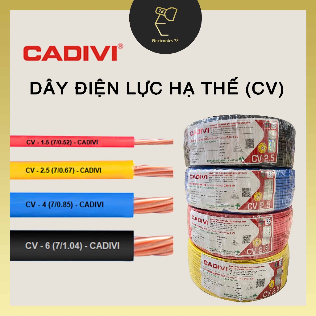 Dây điện đơn, 1 lõi, Vỏ nhựa mềm CADIVI [1.5 - 2.5 - 4.0] - Bán lẻ theo Mét | Shopee Việt Nam