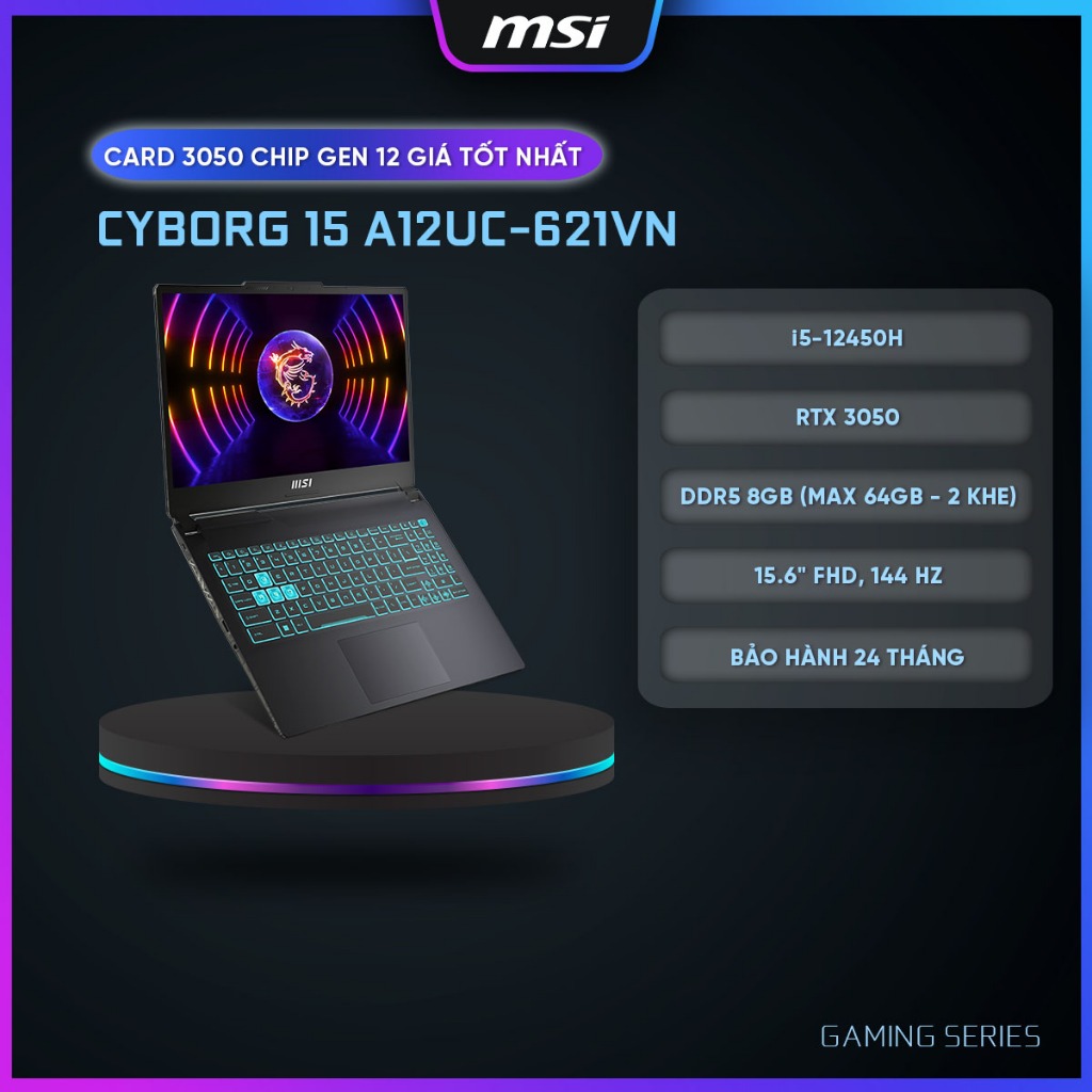 MSI Laptop Gaming Cyborg 15 A12UC-621VN|i5-12450H|RTX 3050|DDR5 8GB ...