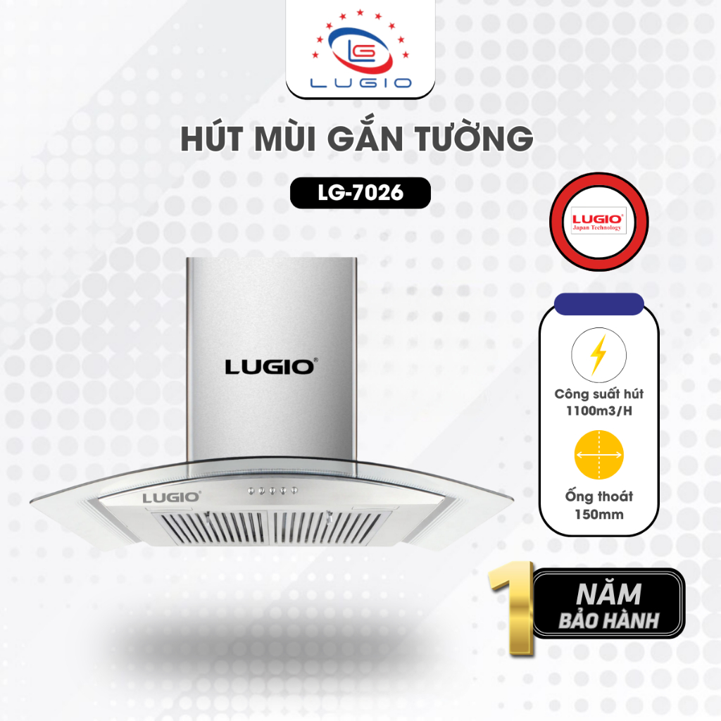 Máy hút mùi gắn tường LUGIO Model LG-C7026 khử mùi bằng than hoạt tính ...