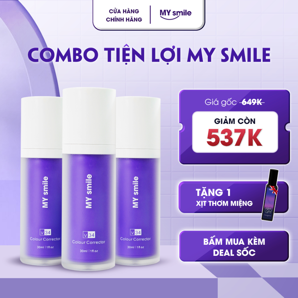 [Tặng 1 xịt thơm miệng My Smile] Combo 3 chai Serum trắng răng MY Smile ...