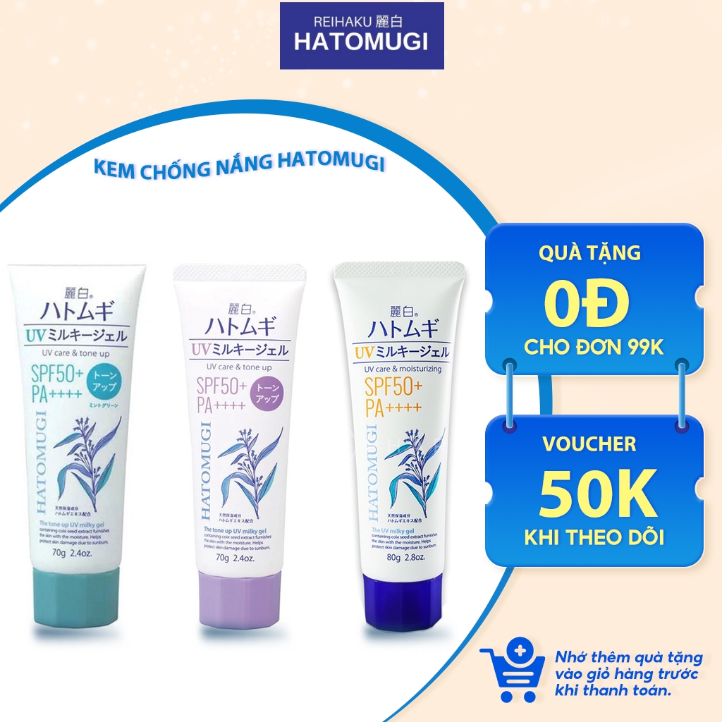 Kem chống nắng nâng tone dưỡng ẩm, làm sáng da Reihaku Hatomugi UV ...