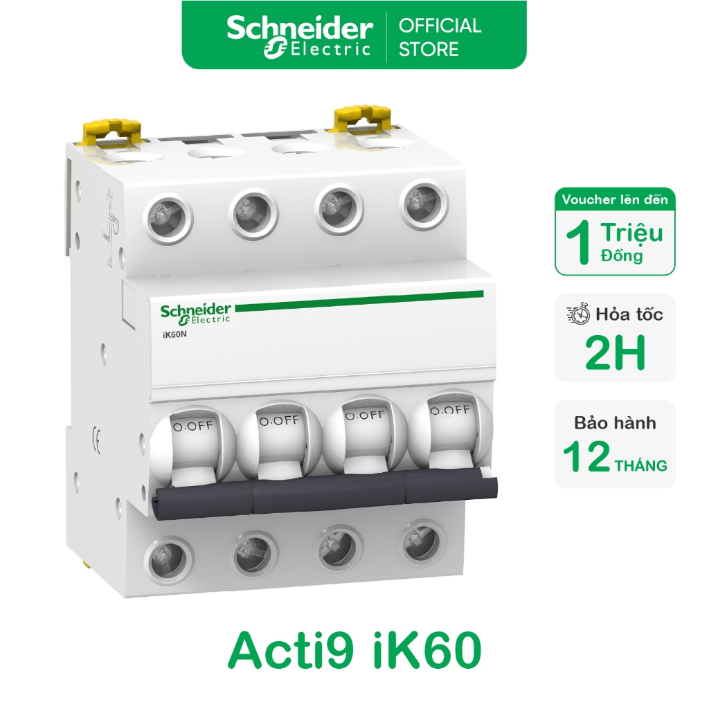 Aptomat MCB 4P dòng Acti9 iK60N - A9K24406 A9K24410 A9K24416 A9K24420 A9K24425 A9K24432 A9K24440 ...