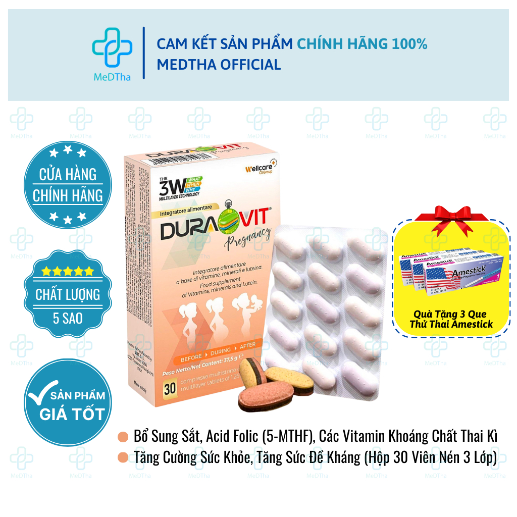 Vitamin Tổng Hợp Duravit Pregnancy - Viên Uống Bổ Sung Sắt, 5-MTHF ...