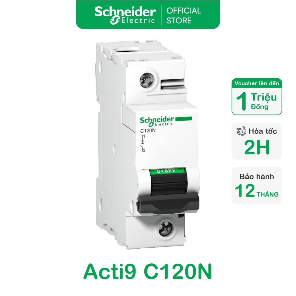 Aptomat bảo vệ an toàn 1P MCB Schneider C120N - 10kA - 230V - C Curve | Cầu dao tự động A9N18357 ...
