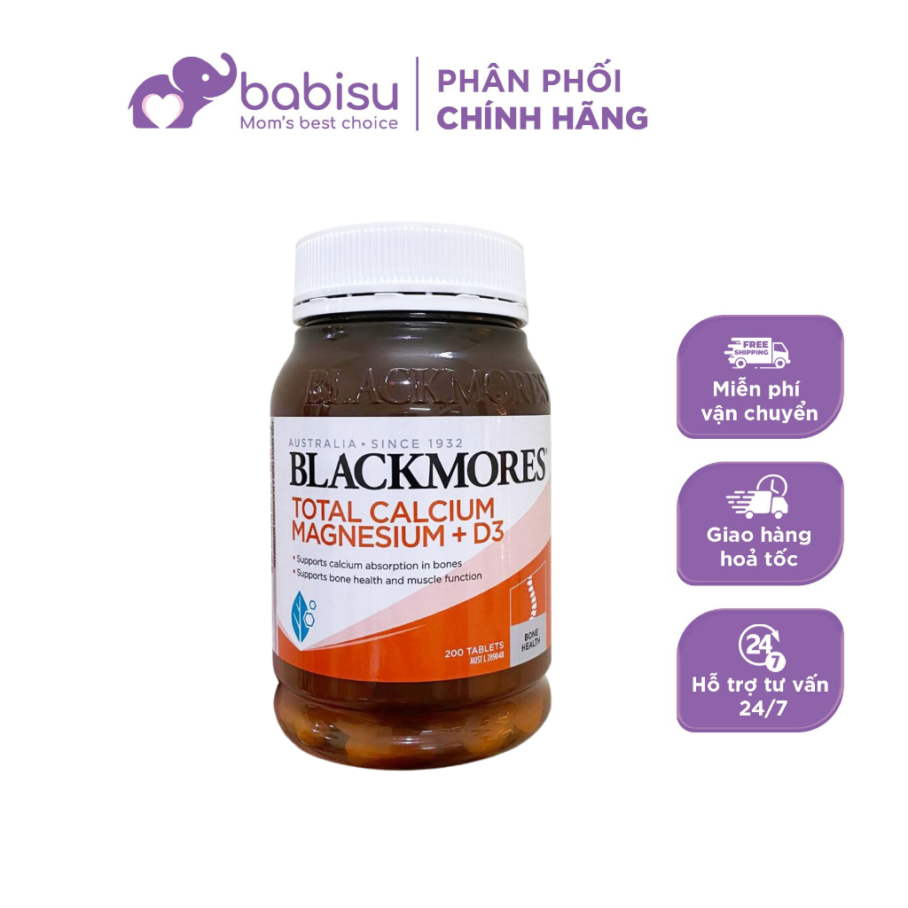 Canxi Blackmores + Mg + D3 - 200 viên Ú.c (6Y+, PN mang thai, sau sinh ...