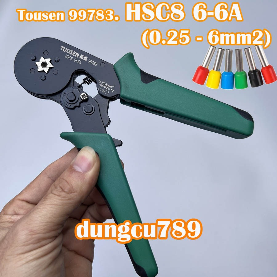 Kìm bấm cos Tousen HSC8 6-6A 0.25-6mm2 - bấm cốt pin rỗng lục giác 6 cạnh - hộp cốt 1200 cái ...