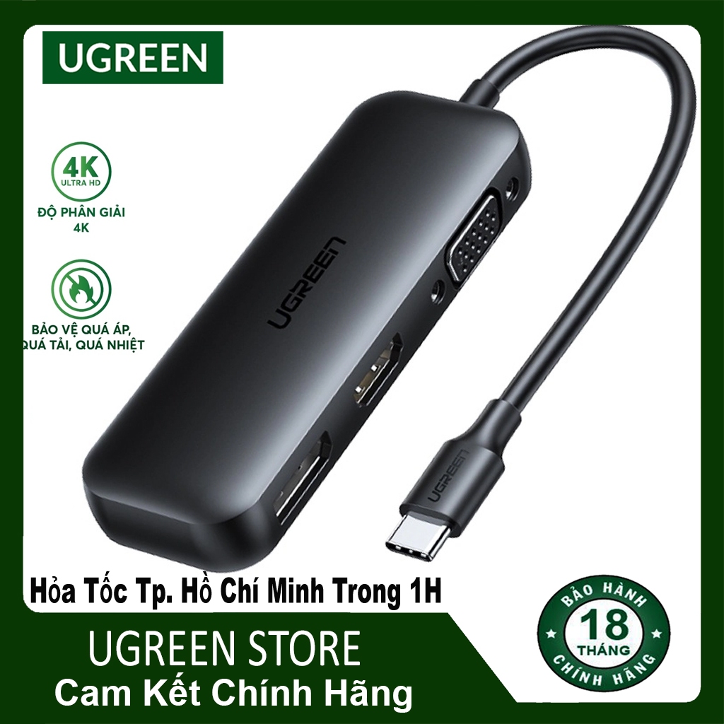 HUB USB Type C 3 in 1 Chính Hãng Ugreen 60568 CM260 DisplayPort 2K ...
