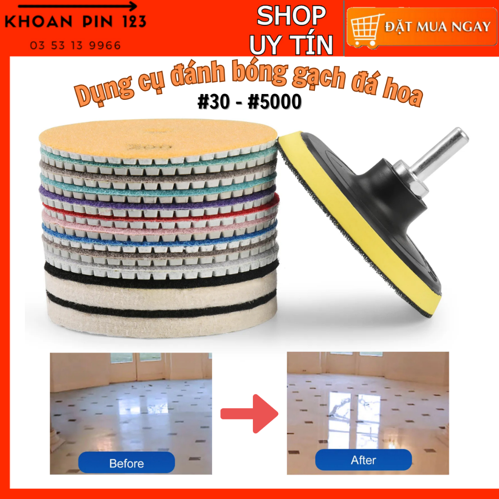 Dụng cụ mài đánh bóng gạch hoa, đá ceramic, mặt bê tông 100mm từ #30 ...