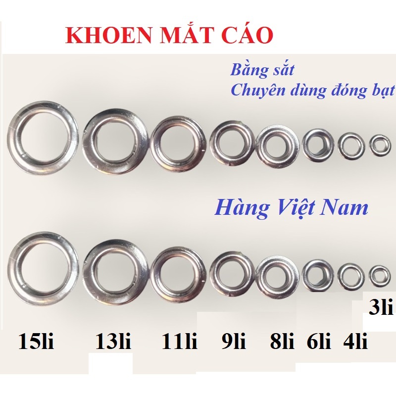 Khoen mắt cáo, khoen ore mắt cáo, khuy bạt, khuy luồn oze Chất liệu sắt Hàng Việt Nam Chuyên ...