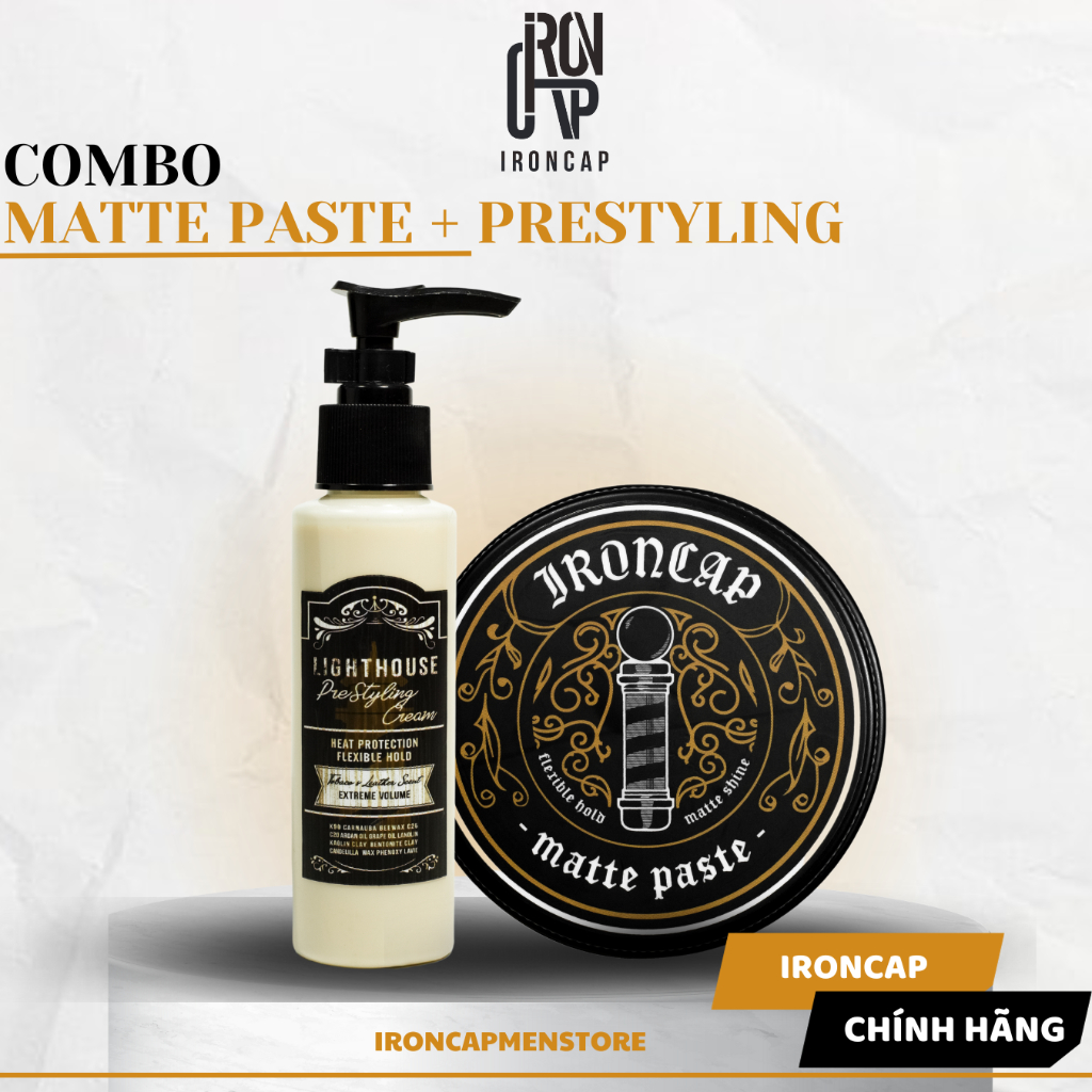 Combo Sáp vuốt tóc Ironcap Mattee Paste và Prestyling Cream - Ironcap ...