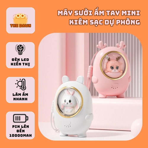 Máy Sưởi Ấm Mini Cầm Tay Hình Thú, Kiêm Sạc Dự Phòng, Kèm LED Hiển Thị ...