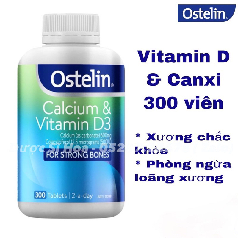 (Ostelin 300v) Viên uống bổ sung Canxi và Vitamin D3, Ostelin Calcium & Vitamin D3, 300 viên, Úc ...