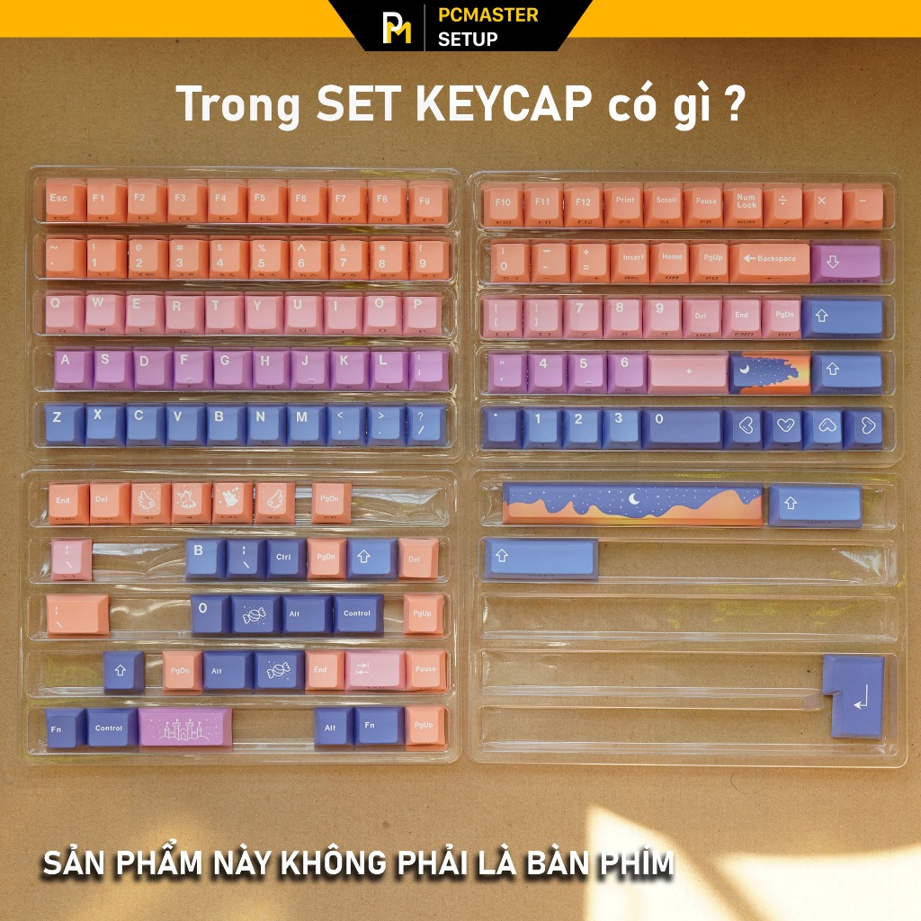 Keycap pbt xuyên led Yeti họa tiết in dyesub xuyên led side print ...