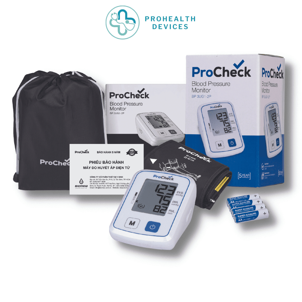 Máy đo huyết áp, nhịp tim tự động ProCheck 3UG1-2P với 1 nút bấm có cảnh báo rối loạn nhịp tim ...
