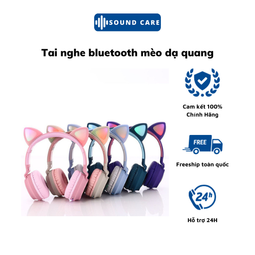 Tai nghe bluetooth mèo dạ quang Soundcare chính hãng, chất lượng, chống ...