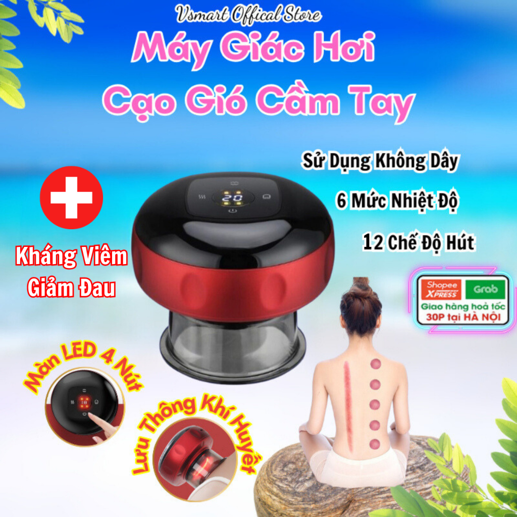 Máy Massage Cầm Tay Giác Hơi Cạo Gió A23 Không Dùng Lửa Bộ Giác Hơi